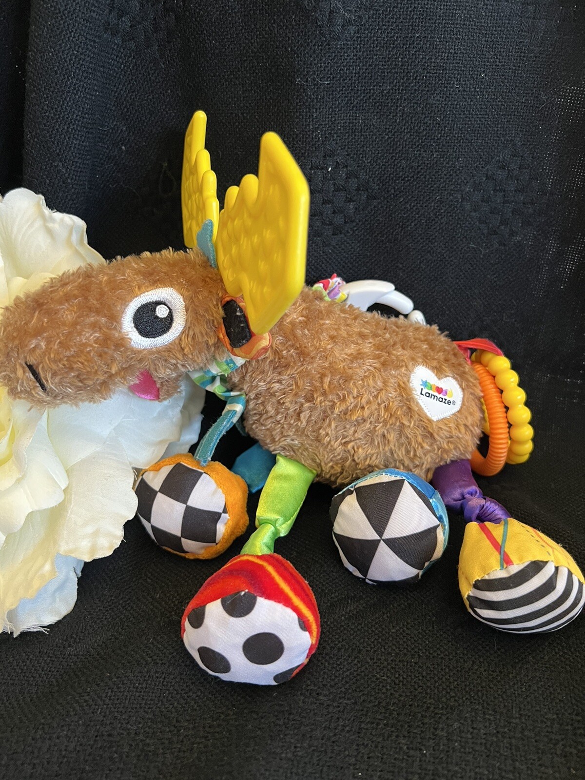 Lamaze Plush Mortimer Moose Baby Activity Rattle Toy Teether Rings ...