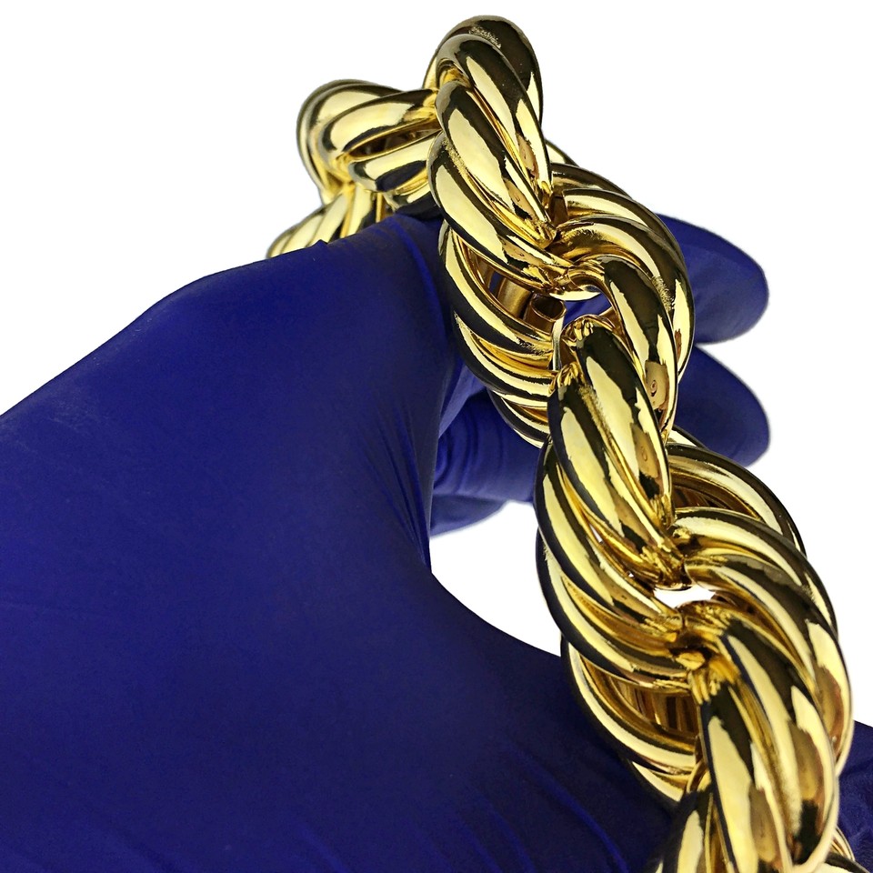 14K Gold Plated Huge Chain Hollow Rope Dookie 25MM x 20" Inch Hip Hop ...