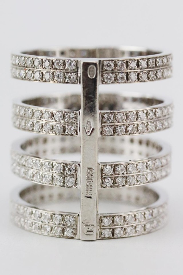 REPOSSI BERBERE 4 ROW 18K WHITE GOLD DIAMOND RING 16.6 MM | eBay UK