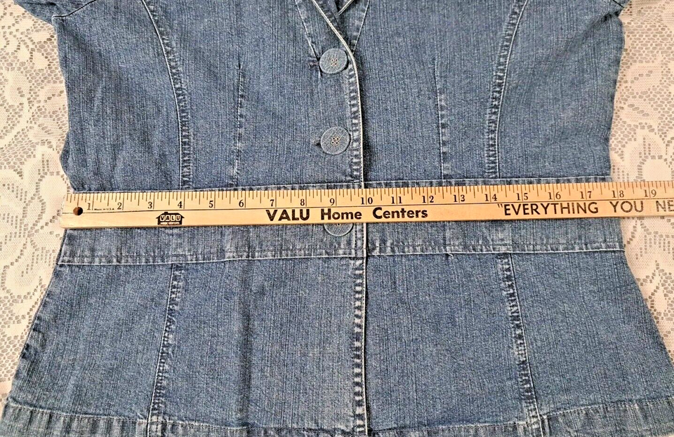 Christopher & Banks Denim Jacket Women's Medium Button Up Stretchy 3/4 Sleeves | eBay