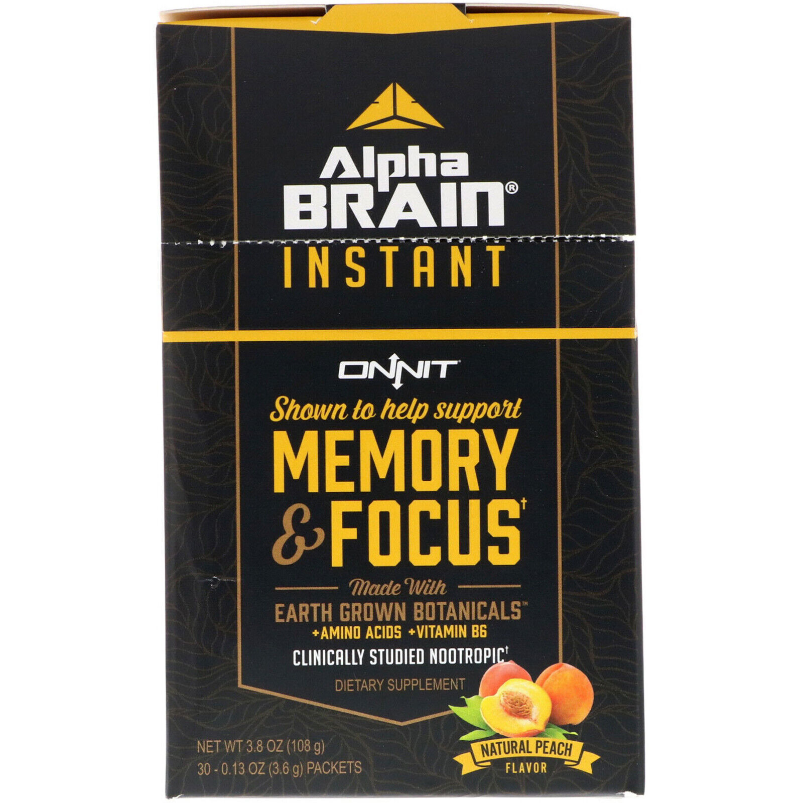 Onnit ONT-01436 Alpha Brain Instant Natural Peach Memory & Focus Powder ...