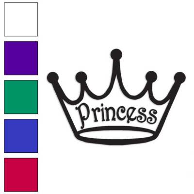 Princess Crown Tiara, Vinyl Decal Sticker, Multiple Colors & Sizes ...