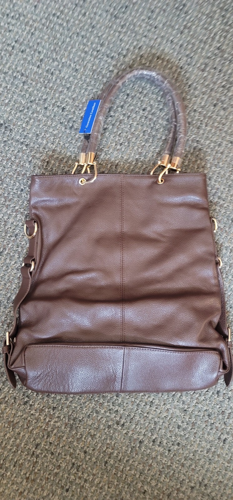 ERICA ANENBERG Sutton Tote Leather Gold Crossbody Handbag Brown | eBay