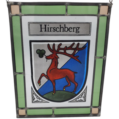 Original WWI WW1 German Hirschberg Stained Glass Sign Painted City ...