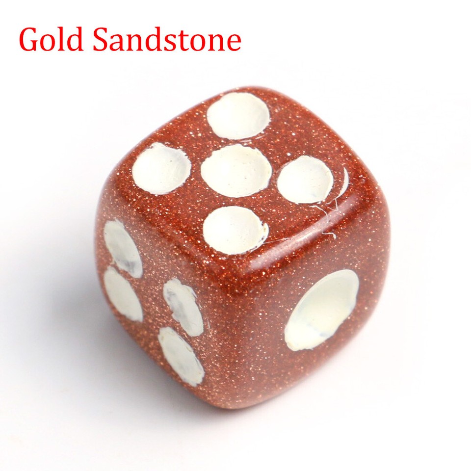 15mm 6 Sided D6 Crystal Stones Quartz Gemstone Dots Dice Carving Game ...