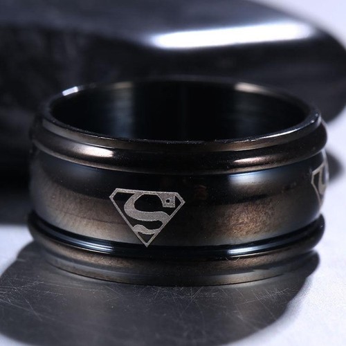 10mm Black Stainless Steel Superman Ring Size 7 (7) | eBay
