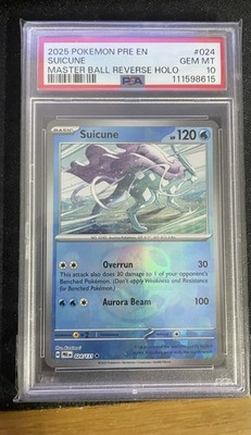 PSA 10 Suicune 024/131 Master Ball Holo Prismatic Evolutions Pokemon ...