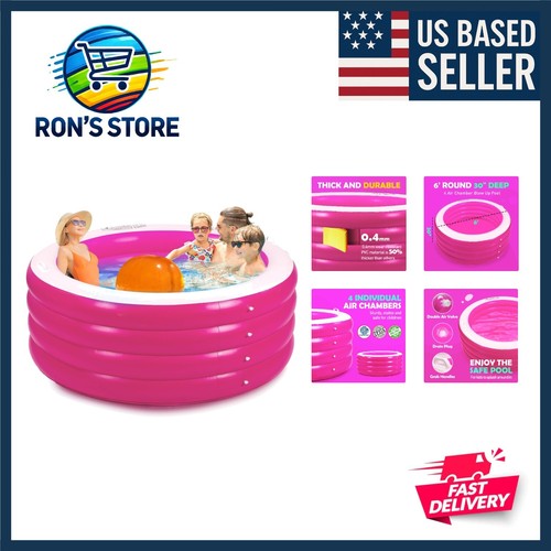 Deep Round Inflatable Pool, 72" Wide & 30" Deep - Kids and Adults ...