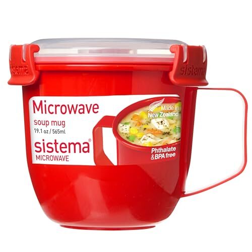 Small Microwave Cookware Soup Mug 19.1 oz Red | eBay