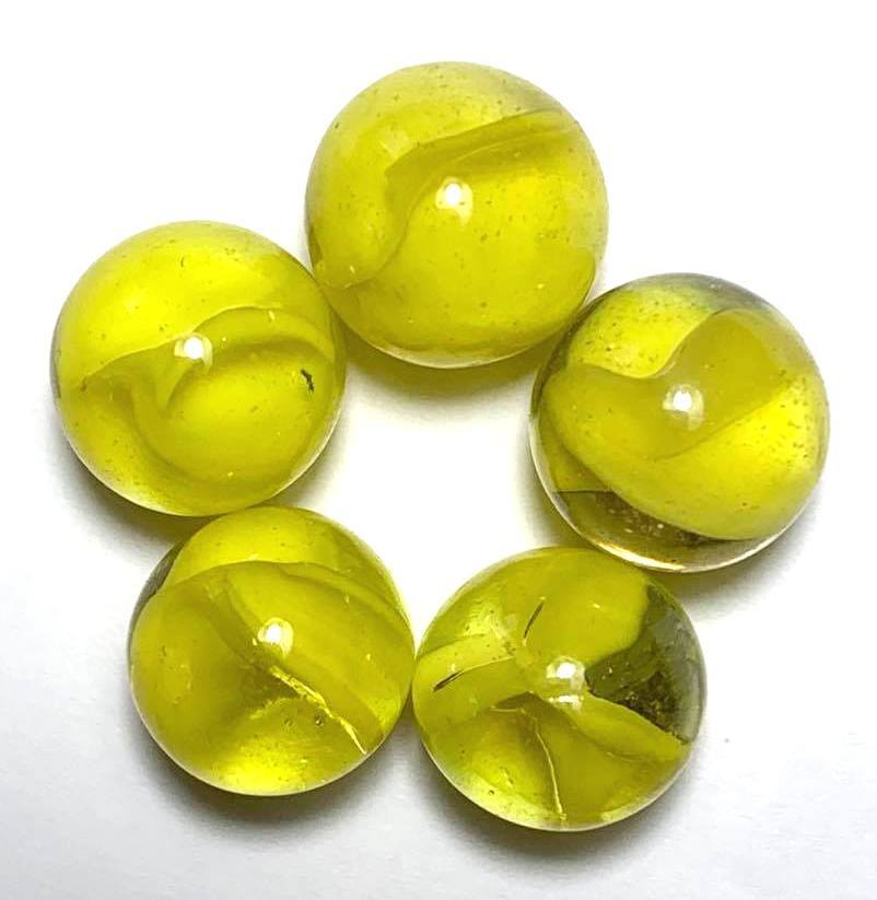 PK of 5 - 25mm Yellow Cat's Eye Single Vane Glass Mega Marble Shooters ...