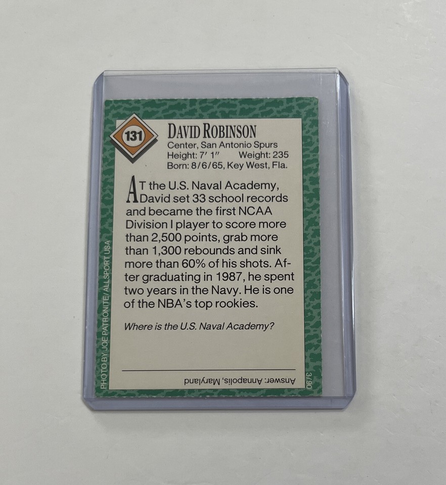 DAVID ROBINSON Rookie 1990 SPORTS ILLUSTRATED FOR KIDS SI NBA CARD ...