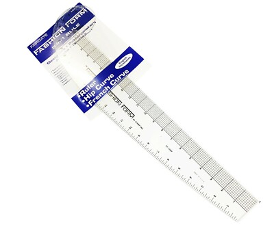 Fairgate Fashion Form 3-in-1 Ruler 01-128, Cast Acrylic, 24" Overall ...