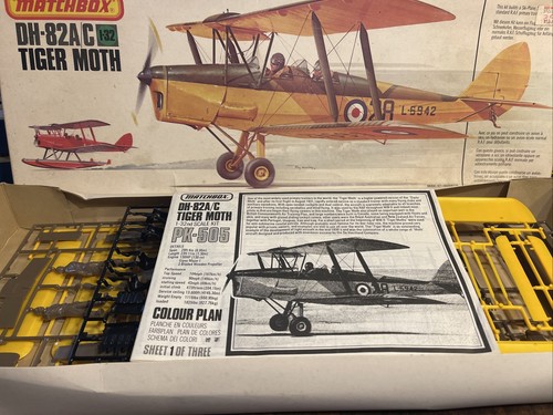 Vintage 1979 Matchbox DH-82A/C Tiger Moth Model Kit 1/32 PK-505 ...