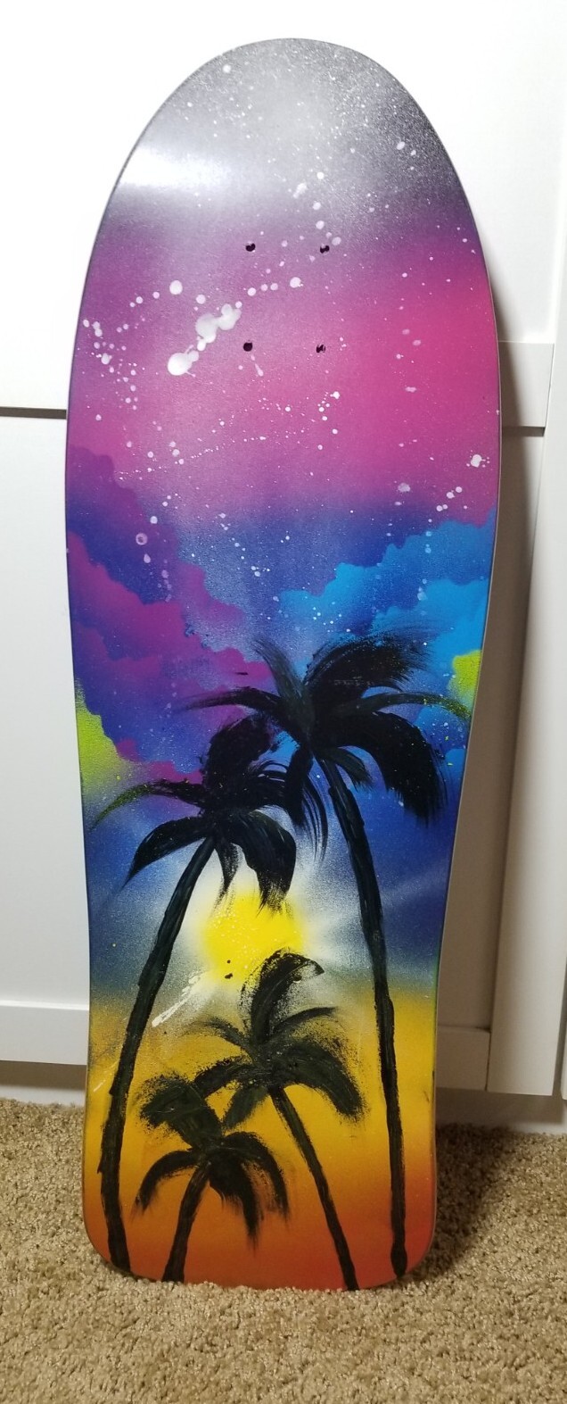 Custom Spray Painted Fish Tail Skateboard Deck Customized Grip Tape ...