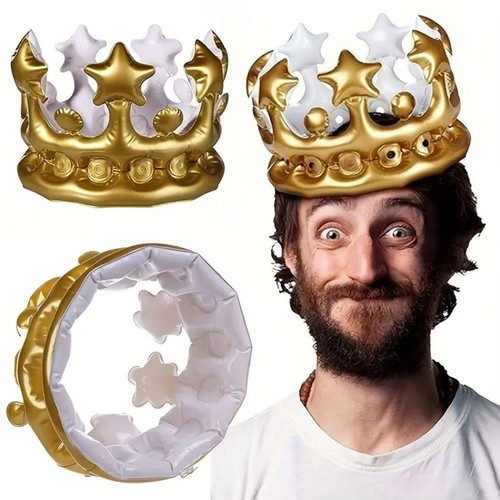 PVC King Queen Crown Inflatable Crown Hats Birthday Party Decorate | eBay