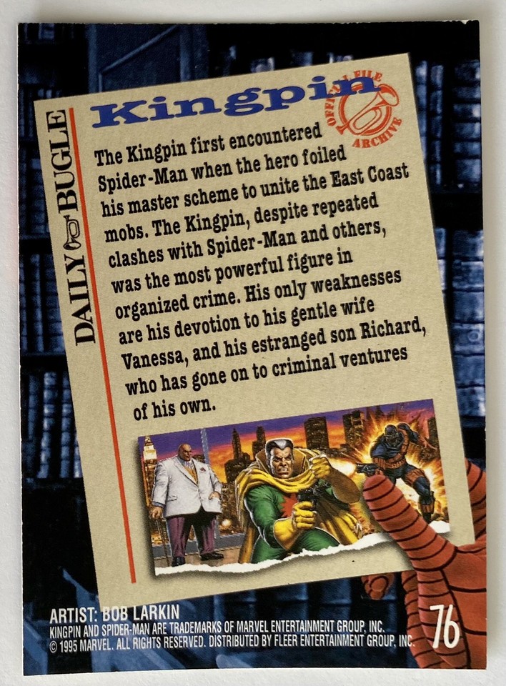 KINGPIN 1995 FLEER ULTRA SPIDER-MAN MARVEL TRADING CARD #76 ARTIST: BOB ...
