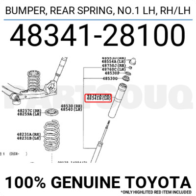 4834128100 Genuine Toyota BUMPER, REAR SPRING, NO.1 LH, RH/LH 48341 ...