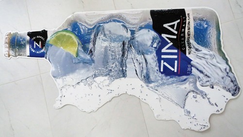 RARE & LARGE ZIMA CLEAR MALT 44 x 29" Bottle Shaped Melted Embossed ...