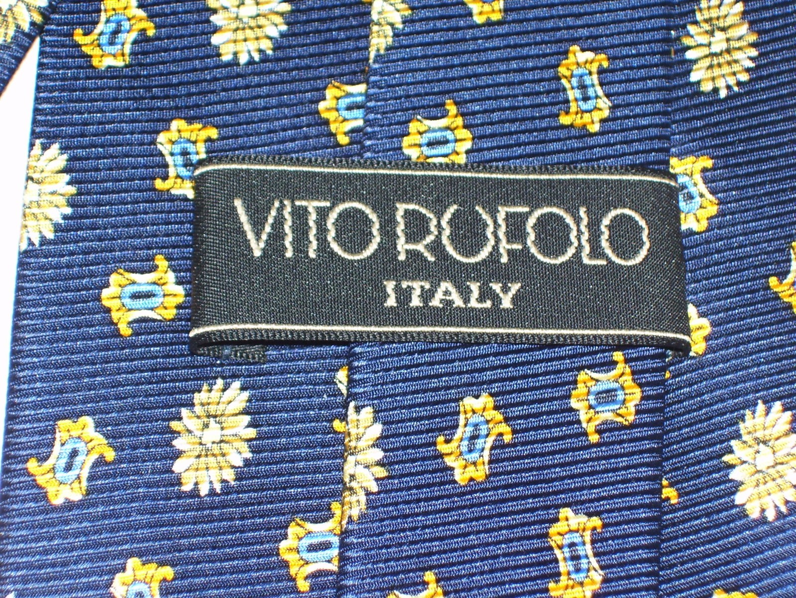 Vito Rufolo Italy Mens Suit Neck Tie 100% Silk 3.75"W 59"L Navy Blue ...