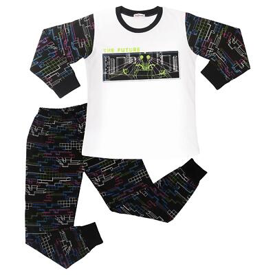 Kids The Future Pyjamas Contrast T Shirt Shorts Sleepwear Girls Boys ...