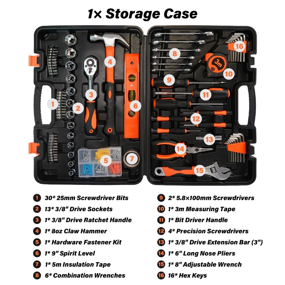 141 Piece Tool Set Auto Repair Tool Socket Wrench Household Portable ...