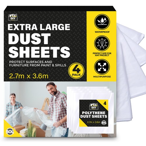 4-16 Large Dust Sheets 3.6M Decorating Painters Clear Plastic Polythene ...