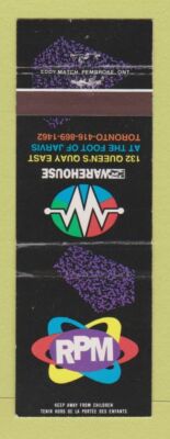 Matchbook Cover - RPM Warehouse Toronto ON | eBay