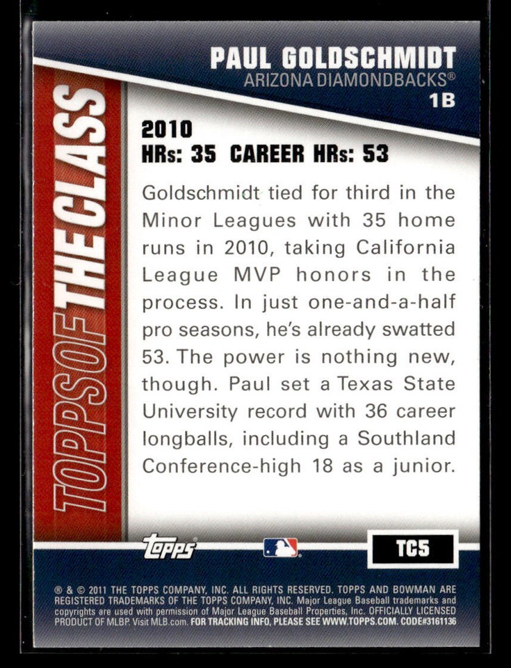 2011 Bowman Topps of the Class #TC5 Paul Goldschmidt | eBay