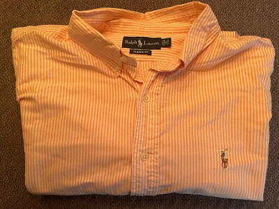 Ralph Lauren Polo Long Sleeve 18 Inch Neck 34-35 Dreamsicle Stripes | eBay