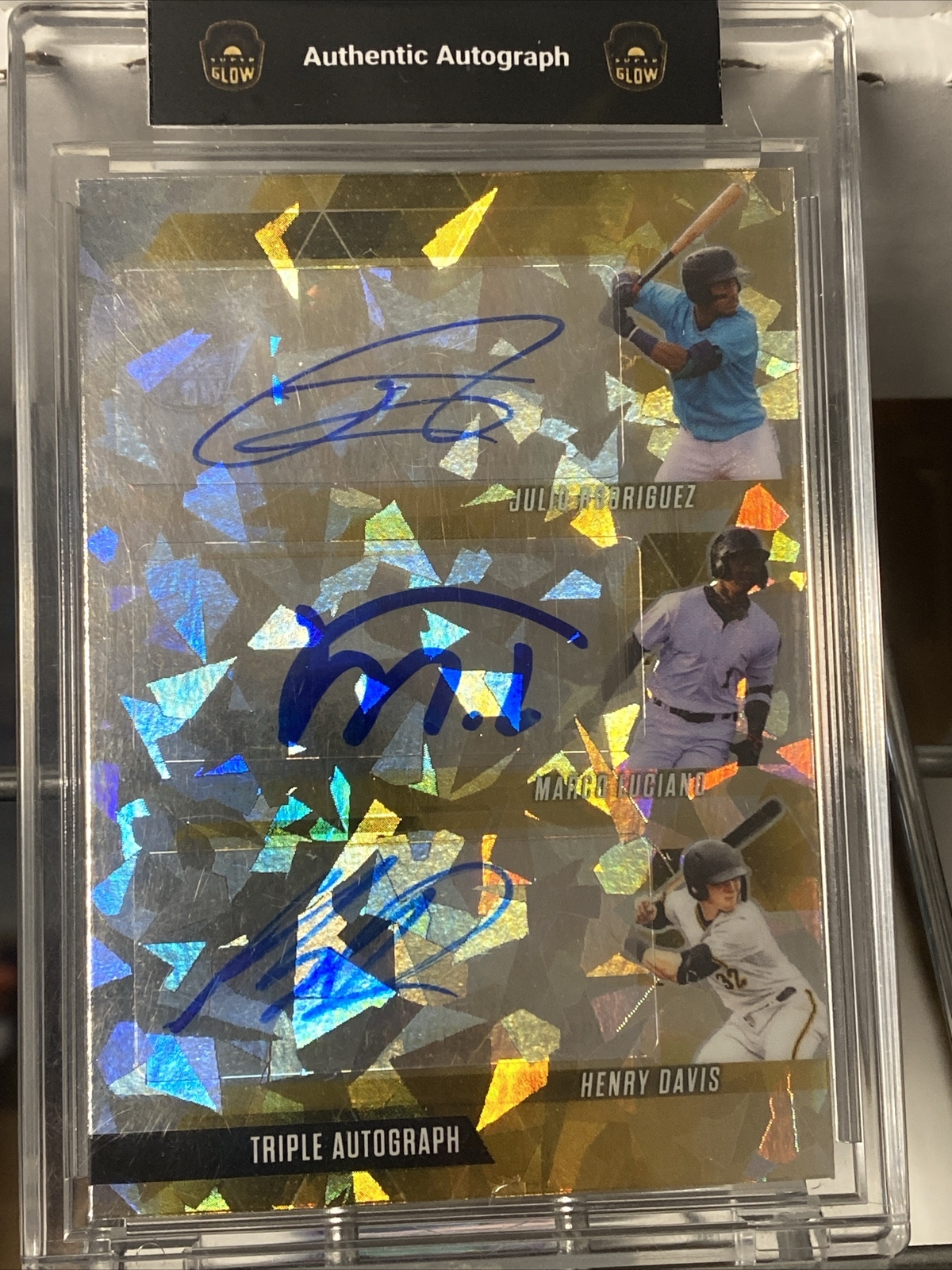 Julio Rodriguez, Luciano, Davis Rookie RC 2021 SUPER GLOW TRIPLE AUTO ...