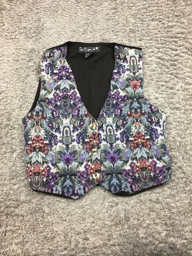 VTG Agapo Embroidered Vest Womens Size Large Purple Red Floral | eBay