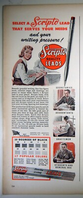 Vintage 1944 SCRIPTO Pencil Leads Lg Magazine Print Ad | eBay