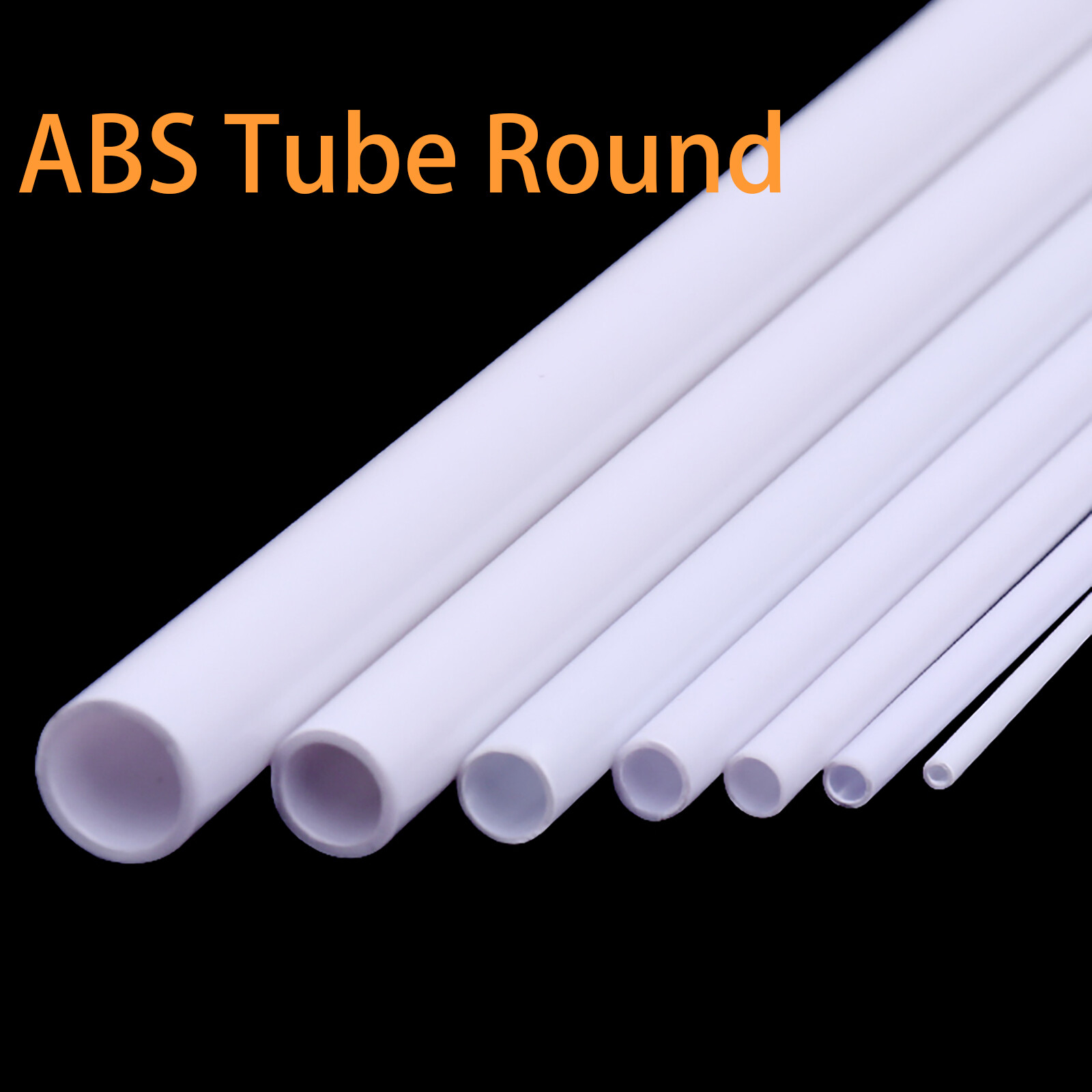 ABS White Round/Square Plastic Tube DIY Model Crafts 250mm x 1/2/3/4/5 ...
