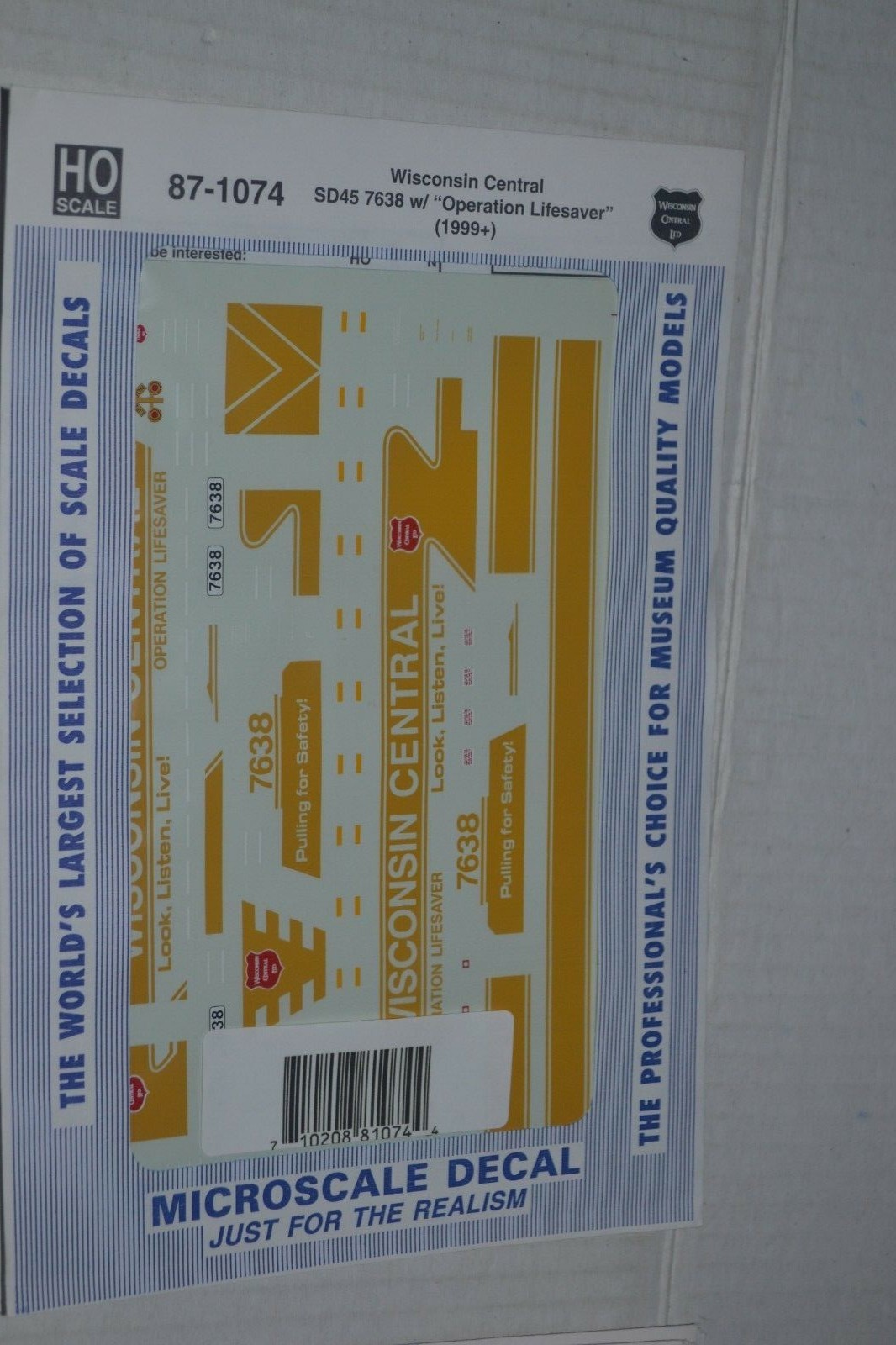 Microscale Decal 87-1074 Wisconsin Central SD45 7638 w/ OLS 1999+ | eBay