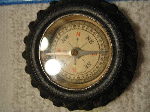 Vintage 1960s Shock Proof Compass Japan 2" Rubber Tire Pocket Toy Works ...