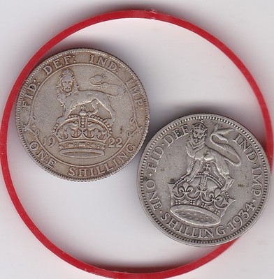 Pair of KGV Shillings Silver (50%) Coins : 1922 & 1934 | eBay