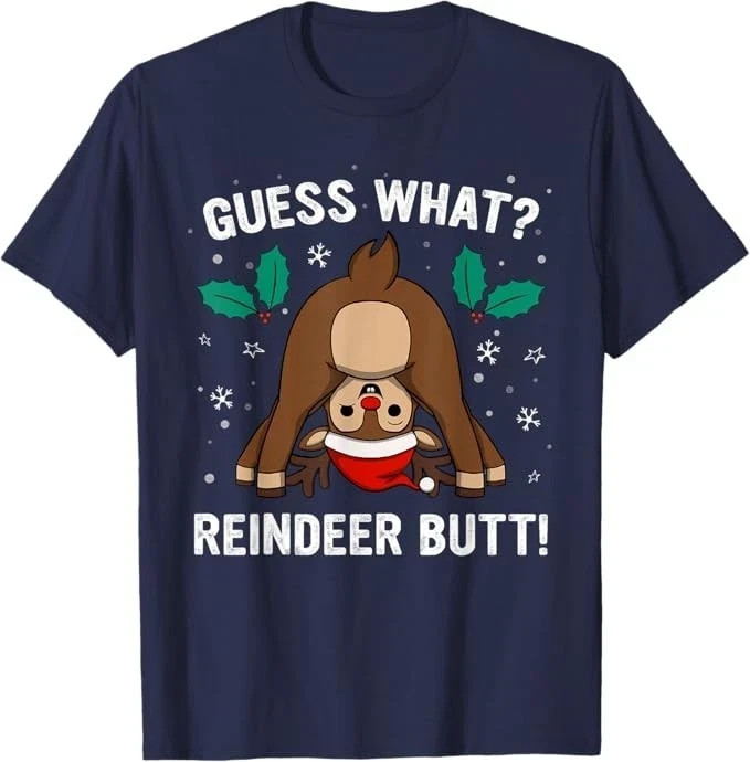 Guess What Reindeer Butt Mens & Boys Funny Ugly Christmas T-Shirt S-5XL ...