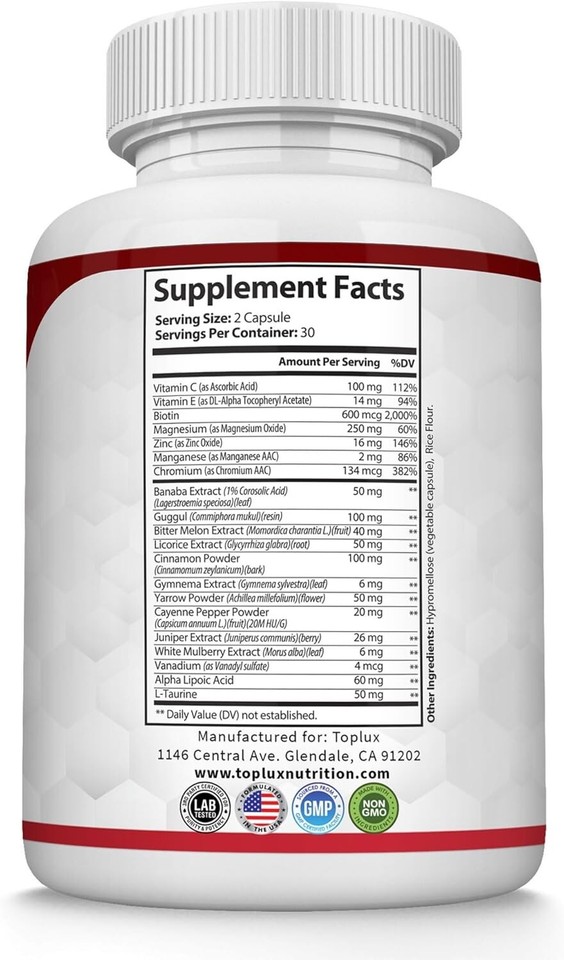 Blood Sugar Complex Supplement - Supports Healthy Blood Sugar Levels 60 ...