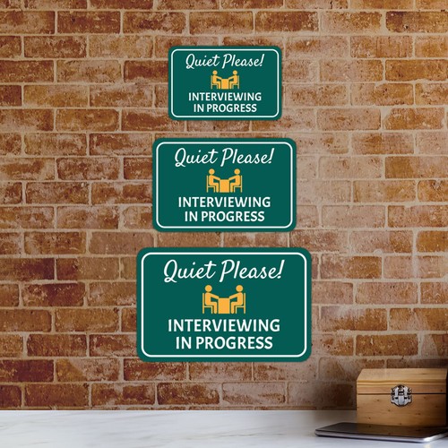 Classic Framed Plus Quiet Please! Interviewing in Progress Wall or Door ...