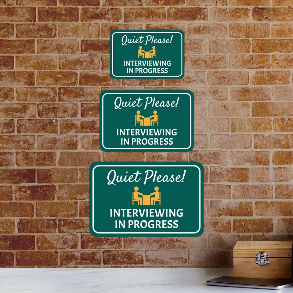 Classic Framed Plus Quiet Please! Interviewing in Progress Wall or Door ...