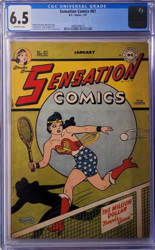 1947 Sensation Comics 61 CGC 6.5 Wonder Woman Tennis Cover Low CENSUS ...