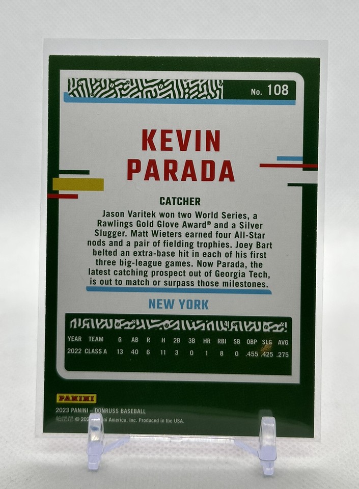Kevin Parada 2023 Donruss #108 Holo Pink New York Mets | eBay