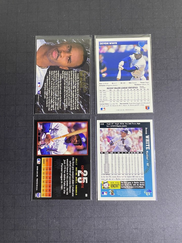 Devon White Baseball Card Lot - Toronto Blue Jays / California Angels ...
