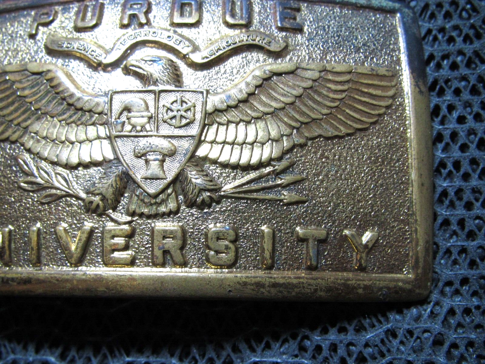 PURDUE UNIVERSITY EAGLE CREST LOGO BRASS BELT BUCKLE! VINTAGE! RARE ...