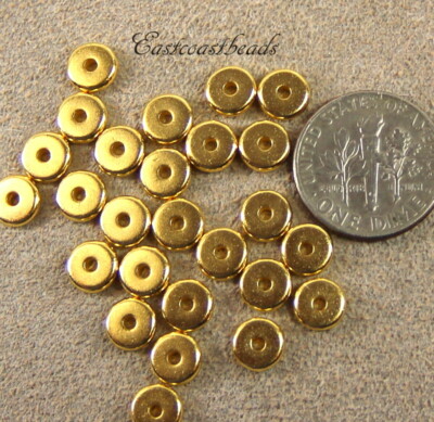 TierraCast 6 mm. Heishi Disk Beads, Gold Plated Lead Free Pewter, 4225 ...
