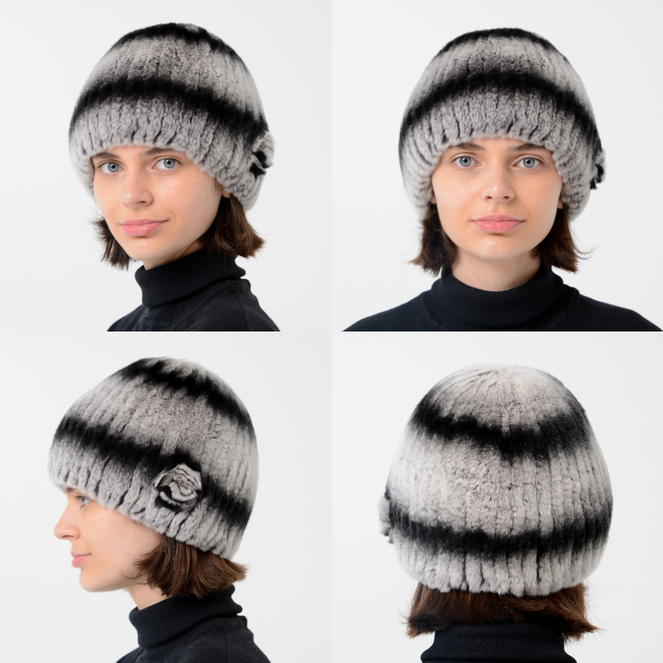Women's Rabbit Fur Hat Winter Russian Fur Hat Luxury Hat Style Beanie ...