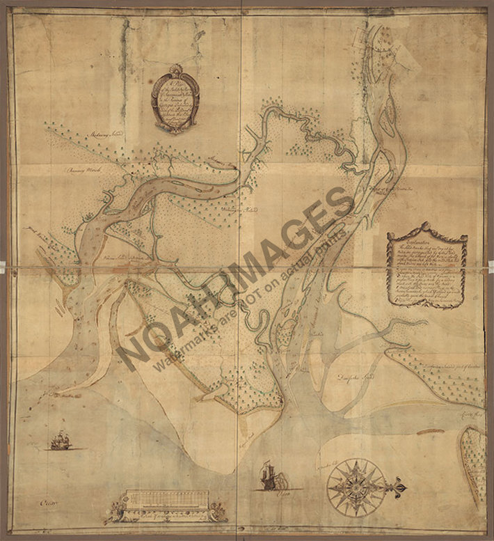 Plan Map of inlets and rivers of Savannah and Warsaw Georgia c1751 ...