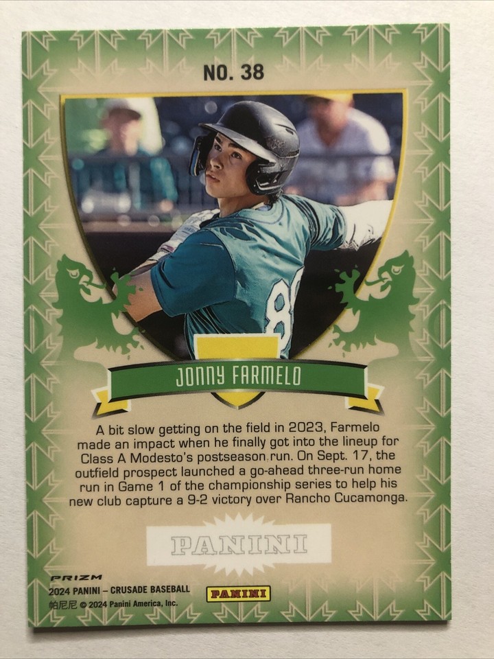 2024 Panini Crusade Jonny Farmelo #38 Mariners Crusade Blue Cracked Ice ...