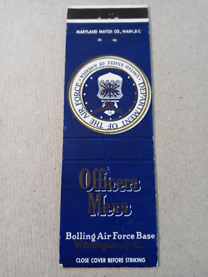 Vintage Matchbook: USAF Officers Mess, Bolling AFB, Washington, DC | eBay