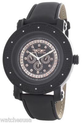 Kings Master Mens Black Ion-plated Steel Black Dial Black Leather Strap ...